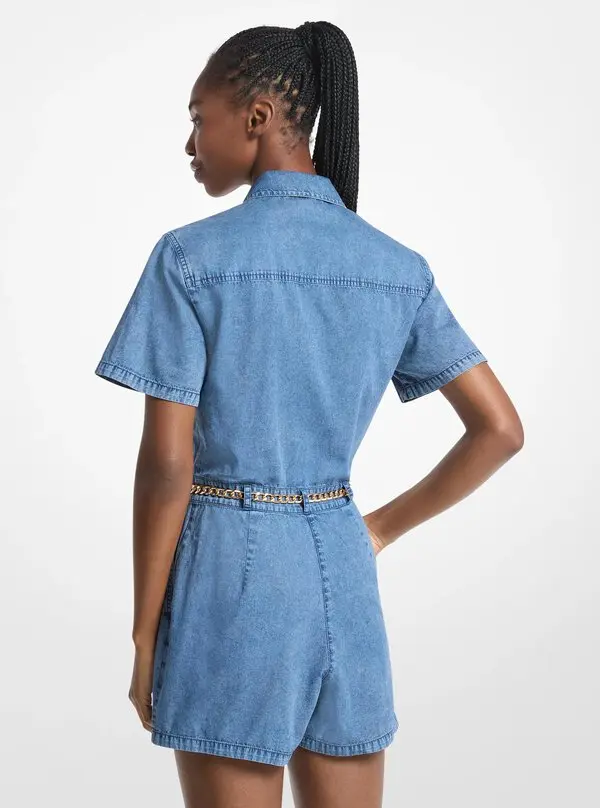 Michael Kors Belted Denim Romper