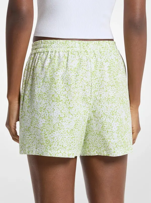 Michael Kors Floral Print Linen Blend Shorts