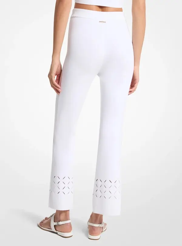 Michael Kors Laser Cut Stretch Knit Pants - White