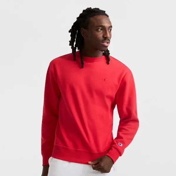 Champion Powerblend Crewneck Sweatshirt With C Logo - Tango Red