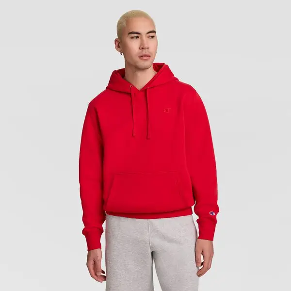 Champion Powerblend Hoodie With C Logo - Tango Red