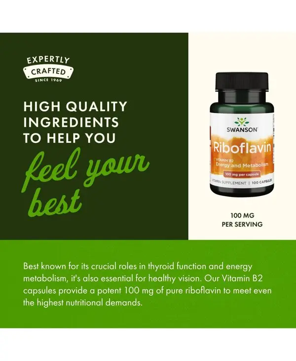 SWANSON Vitamin B2 Riboflavin Supplement For Vision Health