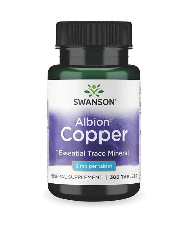 SWANSON Copper Antioxidant Immune System Red Blood Cell Support Mineral Supplement Copper Chelate 2 Mg 300 Tablets - No Color
