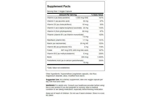 SWANSON Daily Multivitamin Without Minerals 30 Veg Capsules