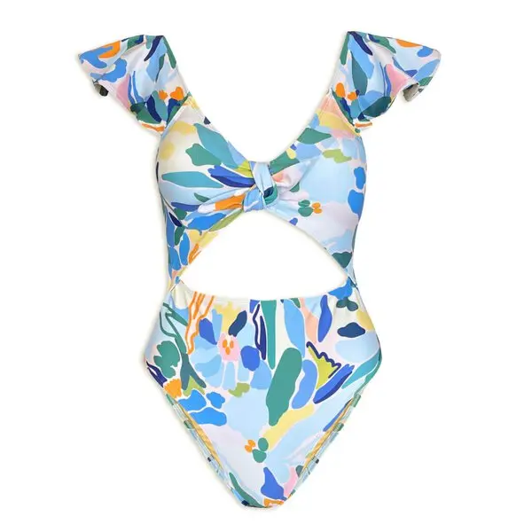 JESSIE ZHAO NEW YORK Afternoon Garden One-piece Swimsuit - Blue