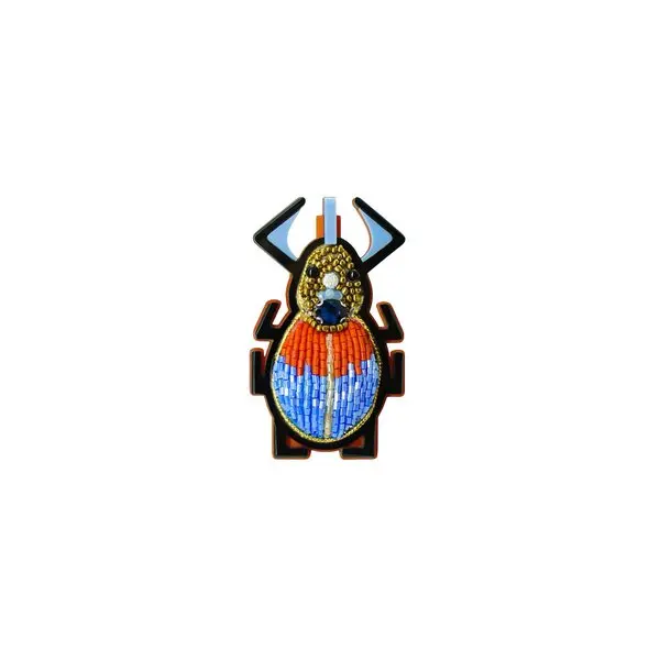 GISSA BICALHO Embroidered Scarab Acrylic Brooch - Yellow