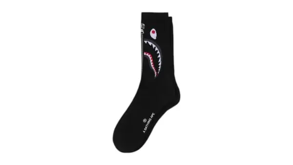 A BATHING APE Shark Jacquard Crew Socks - Black