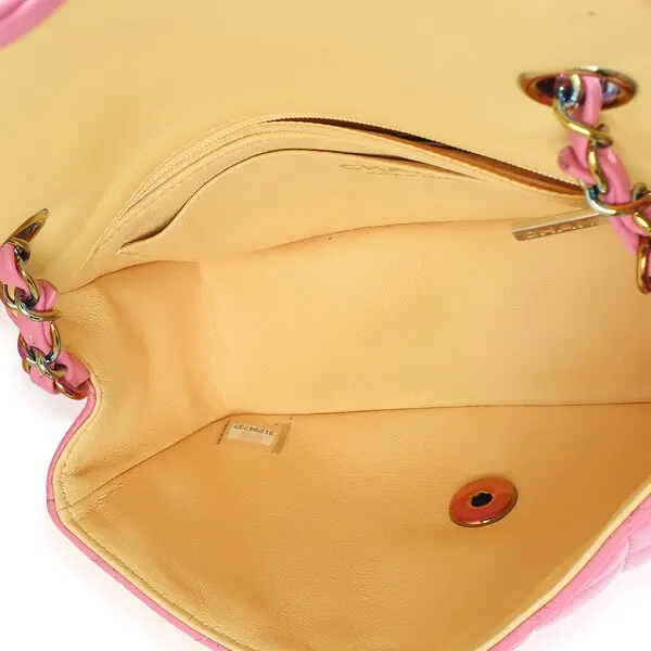 Chanel Quilted Lambskin Rectangular Flap Bag - Pink
