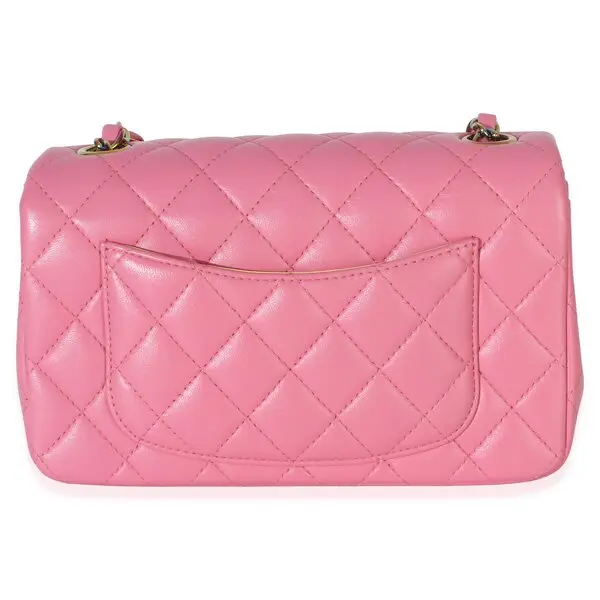 Chanel Quilted Lambskin Rectangular Flap Bag - Pink
