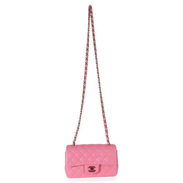Chanel Quilted Lambskin Rectangular Flap Bag - Pink
