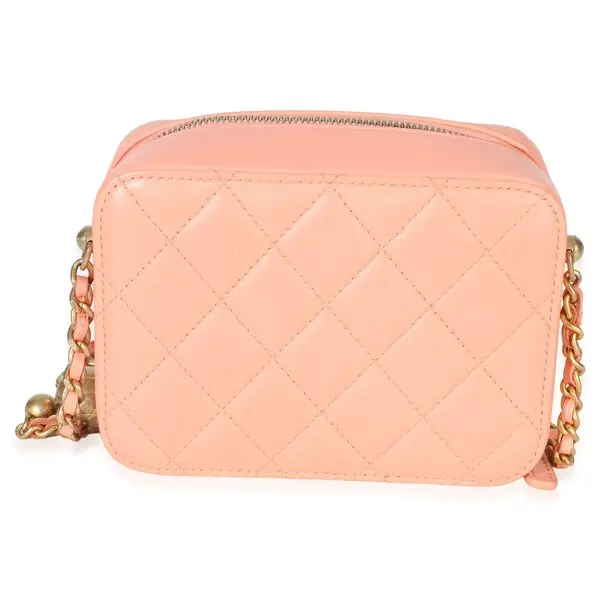 Chanel Coral Quilted Lambskin Pearl Crush Camera Vanity Case