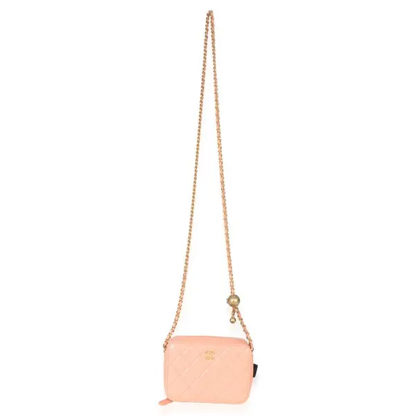 Chanel Coral Quilted Lambskin Pearl Crush Camera Vanity Case