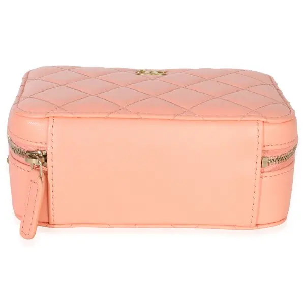 Chanel Coral Quilted Lambskin Pearl Crush Camera Vanity Case