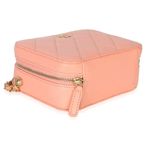 Chanel Coral Quilted Lambskin Pearl Crush Camera Vanity Case