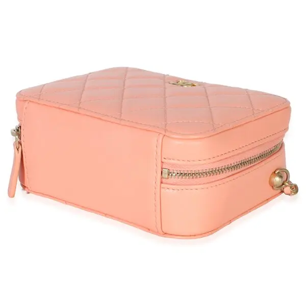 Chanel Coral Quilted Lambskin Pearl Crush Camera Vanity Case