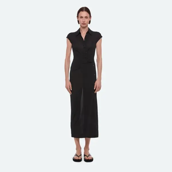 Helmut Lang Short Sleeve Twisted Shirt Dress