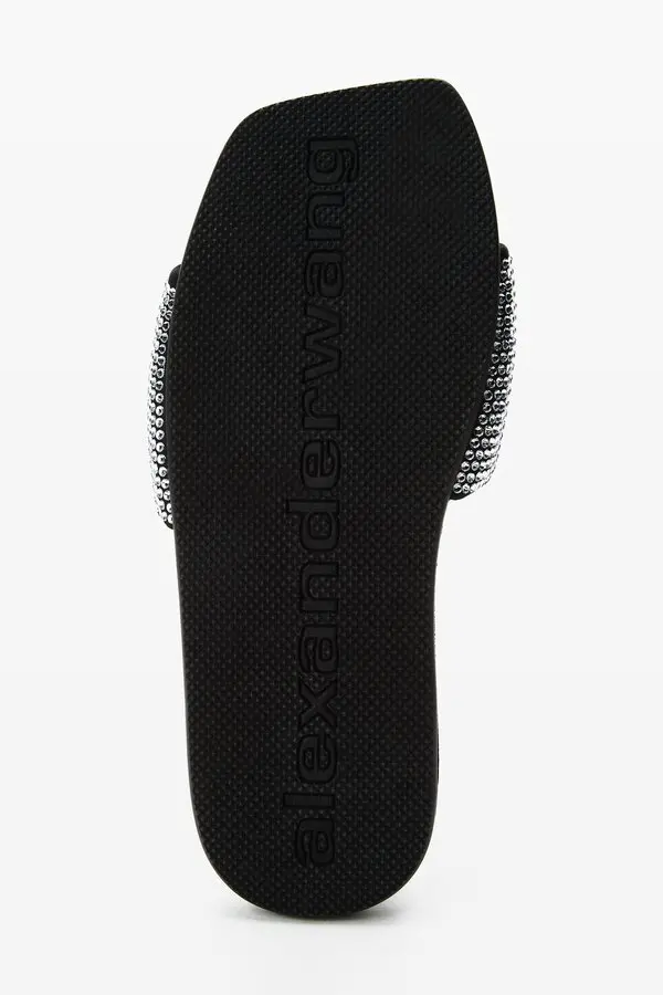 Alexander Wang Crystal Hotfix Pool Slide - Black/silver