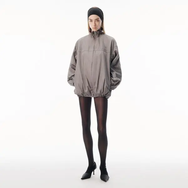 Alexander Wang Oversized Track Jacket With Gathered Collar - Grey