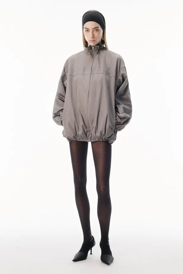 Alexander Wang Oversized Track Jacket With Gathered Collar - Grey