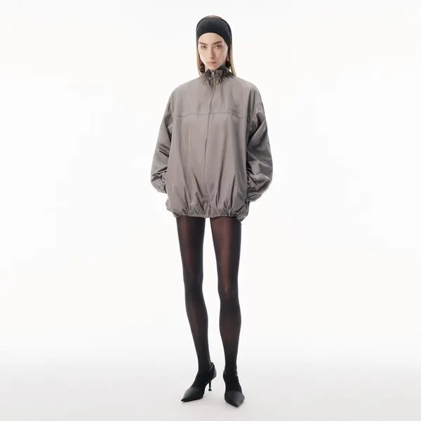 Alexander Wang Oversized Track Jacket With Gathered Collar - Grey