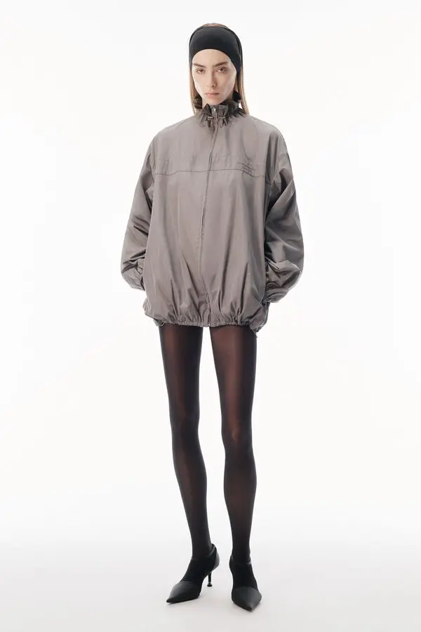 Alexander Wang Oversized Track Jacket With Gathered Collar - Grey