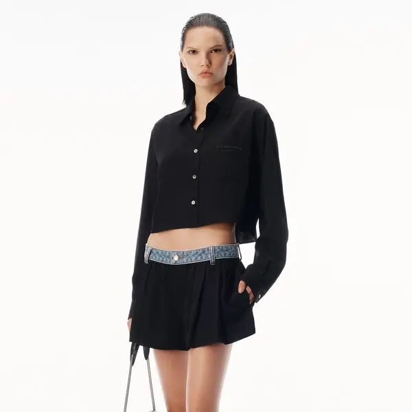 Alexander Wang Cropped Button-down Shirt - Black