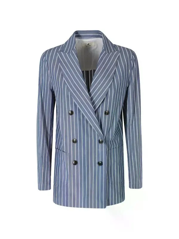 MYTHS Vertical-stripe Double-breasted Blazer