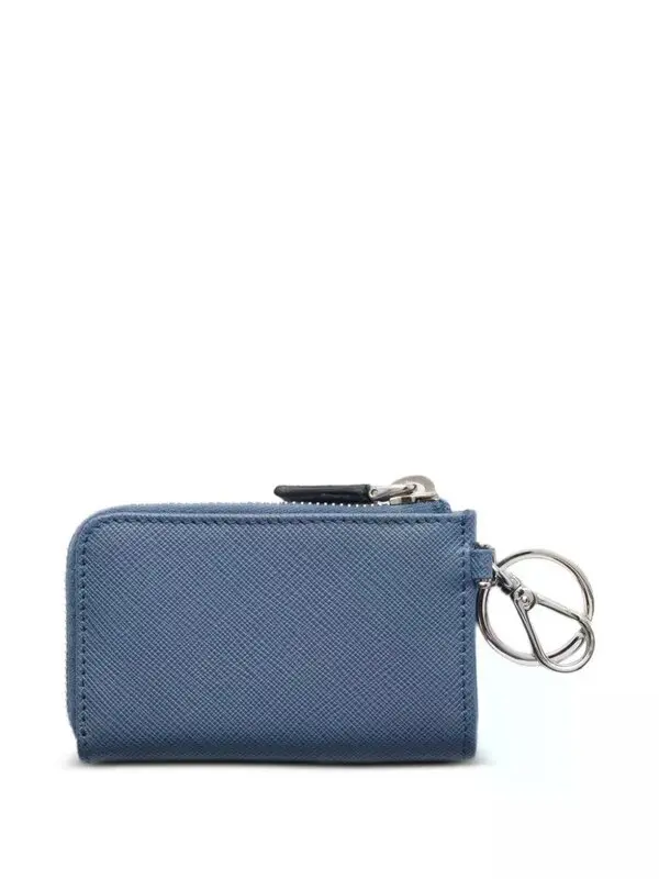 Prada Saffiano Leather Mini Pouch With Keychain - Blue