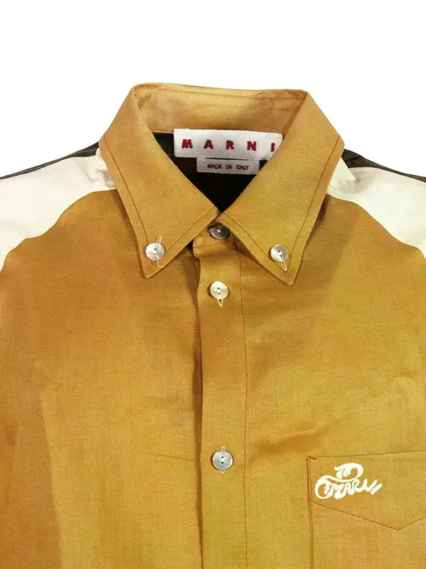 Marni Colour-block Logo-embroidered Shirt