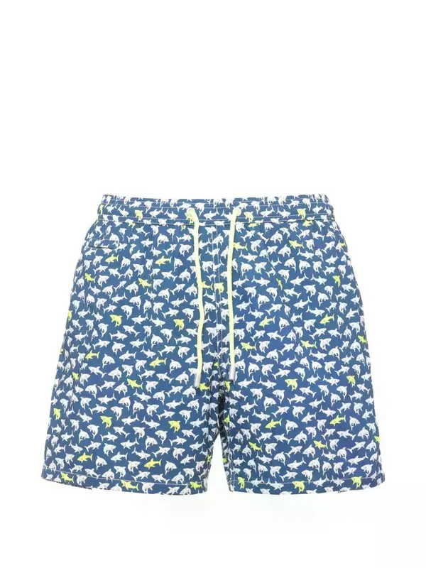 MC2 SAINT BARTH Micro Shark-print Drawstring Swim Shorts - Blue