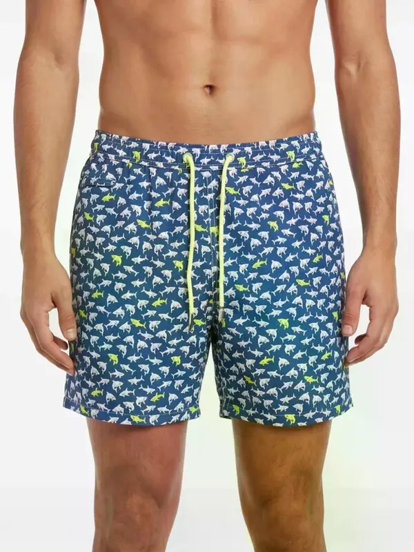 MC2 SAINT BARTH Micro Shark-print Drawstring Swim Shorts