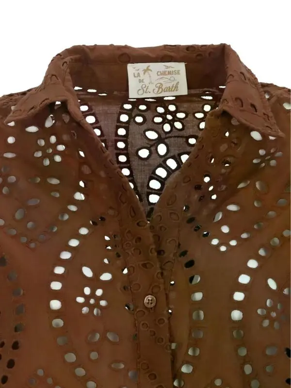 MC2 SAINT BARTH Embroidered Cotton Shirt - Brown