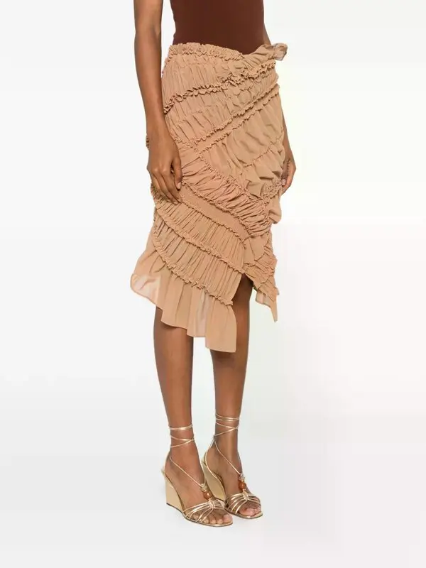 Magda Butrym Beige Ruffled Embellishment Midi Skirt
