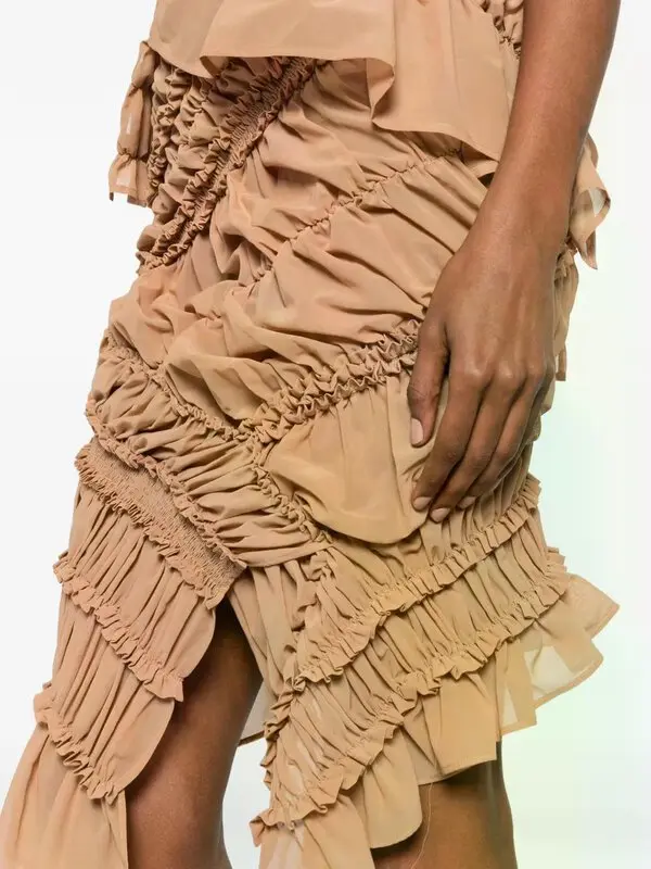 Magda Butrym Beige Ruffled Embellishment Midi Skirt
