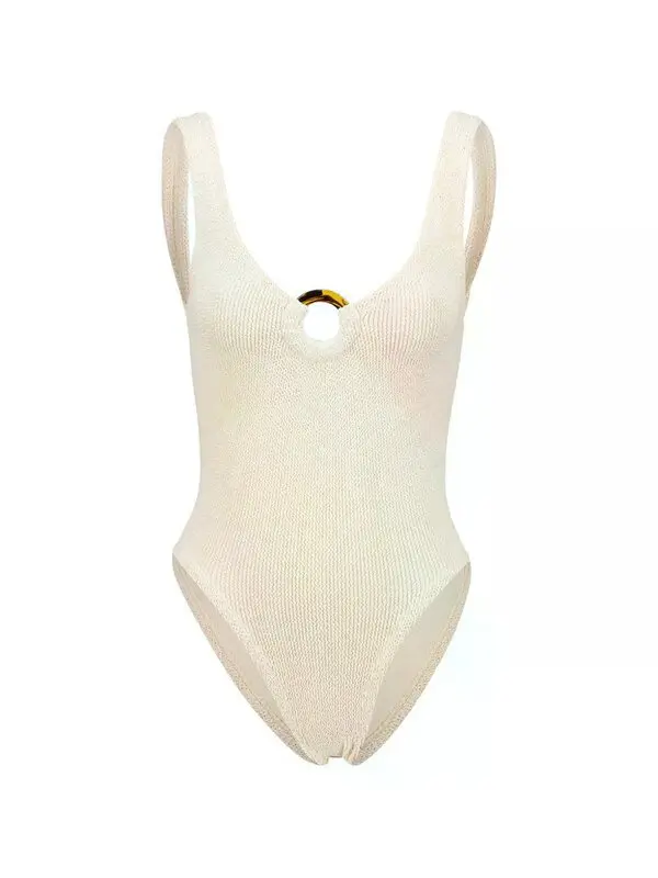 Hunza G Celine Crinkled-effect Swimsuit - Neutrals