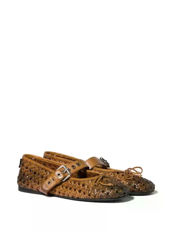 Miu Miu Woven Buckle-strap Ballet Flats