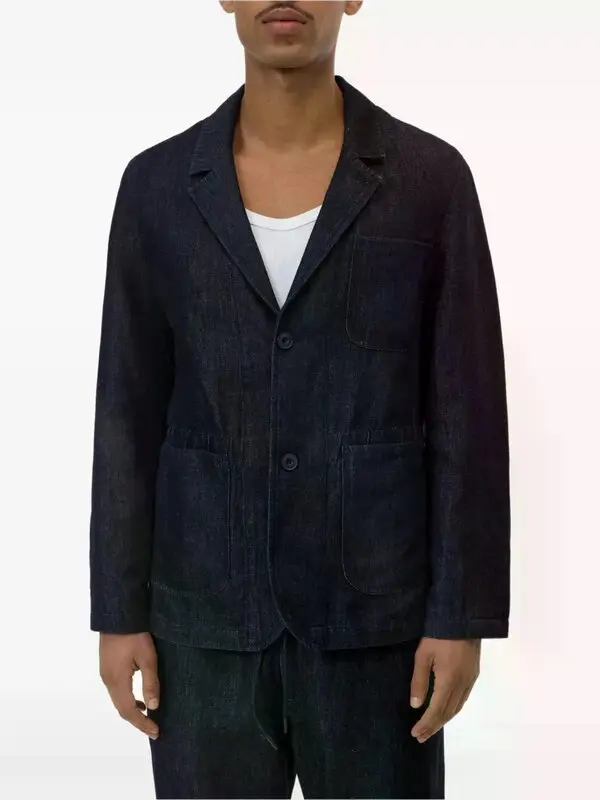 Closed Notch-lapel Patch-pocket Denim Jacket