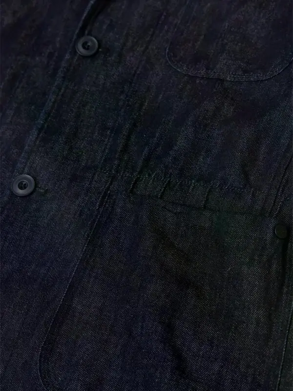 Closed Notch-lapel Patch-pocket Denim Jacket