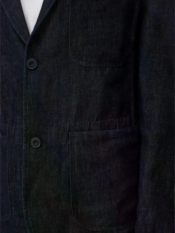 Closed Notch-lapel Patch-pocket Denim Jacket