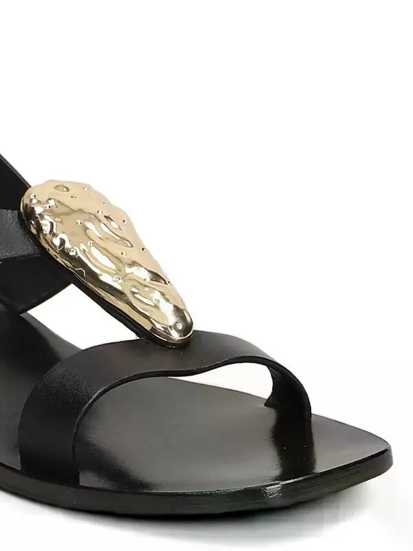 CORAL BLUE Hammered-plaque Slingback Sandals