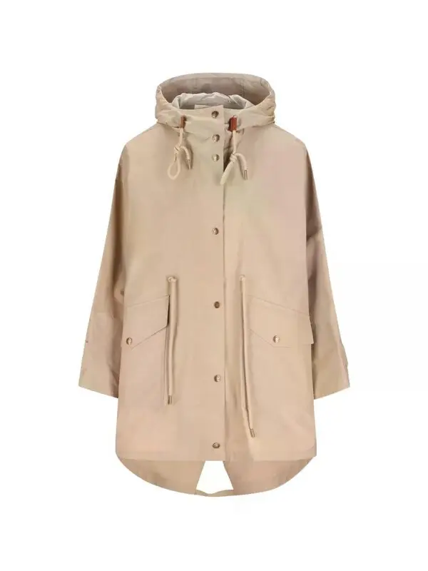 Moncler Drawstring-waist Hooded Parka - Neutrals