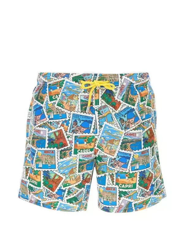 MC2 SAINT BARTH Gustavia Postcard Print Swim Shorts
