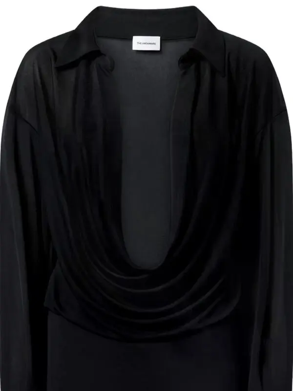 Andamane The Attico Lilia Draped-neck Midi Dress - Black