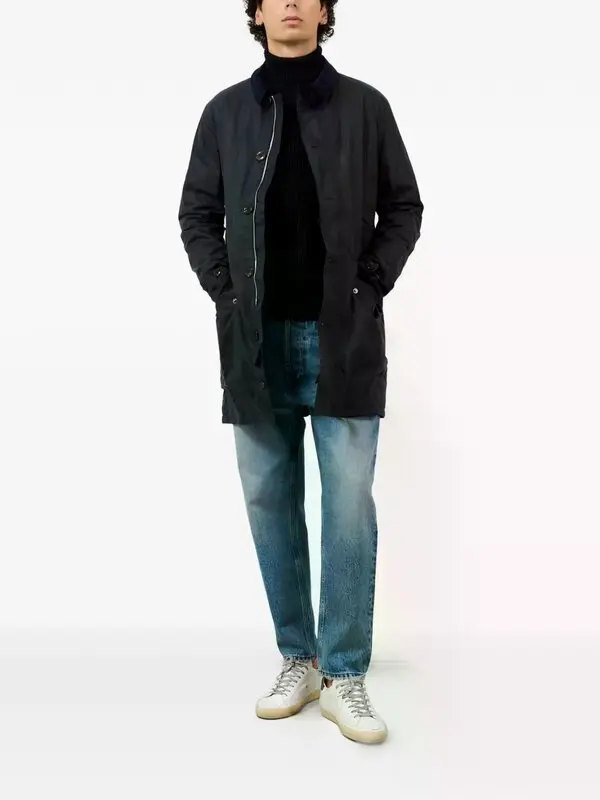 Barbour Waxed Cotton Coat With Corduroy Collar