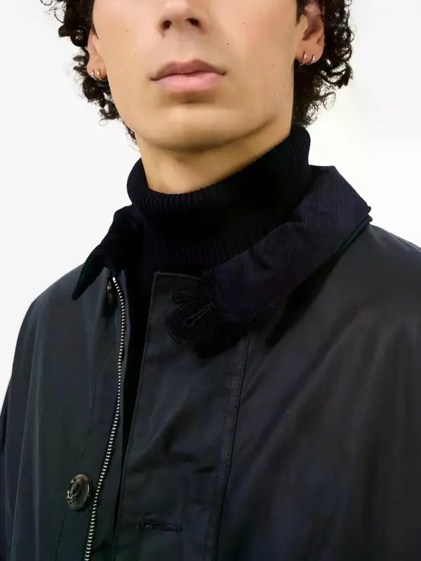 Barbour Waxed Cotton Coat With Corduroy Collar