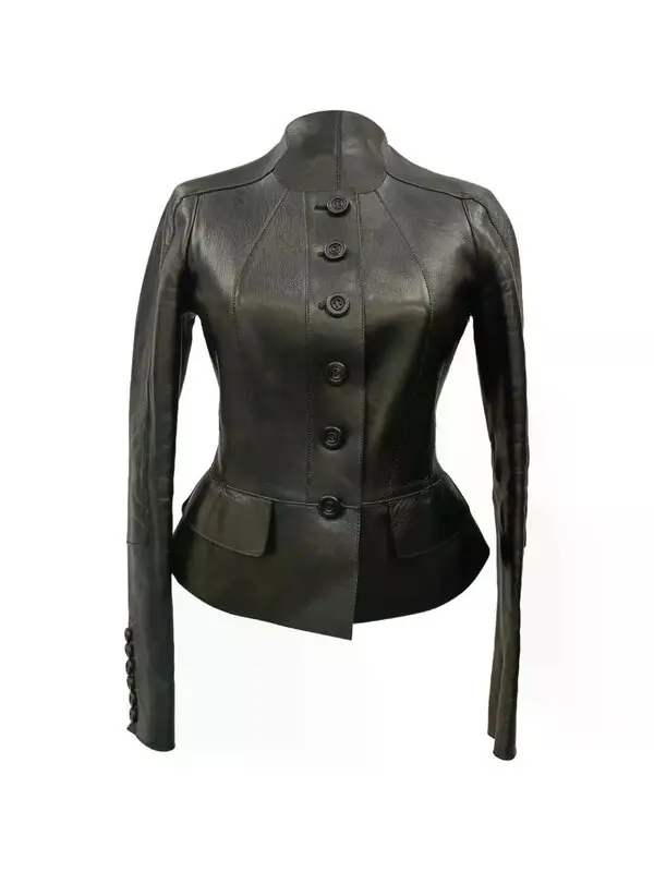 Burberry Lambskin Leather Peplum Jacket