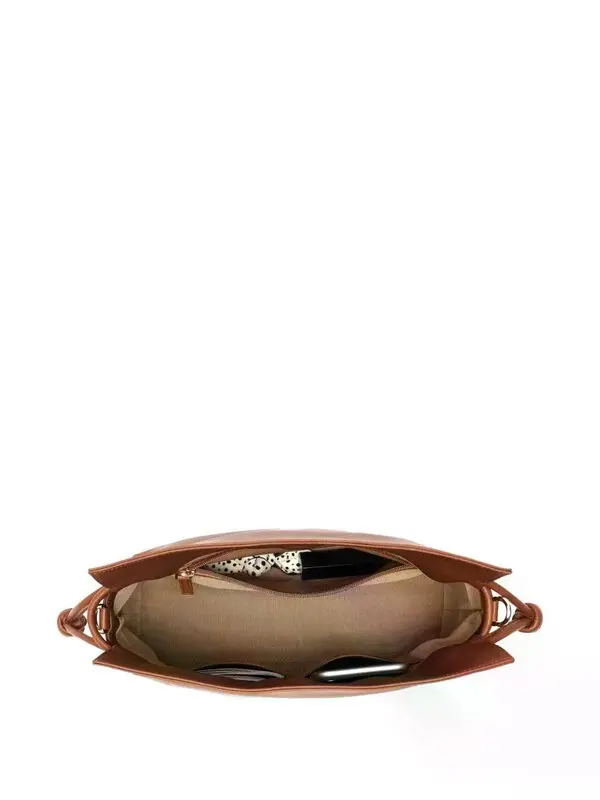 ESIN AKAN Emma Drawstring Leather Tote Bag - Brown
