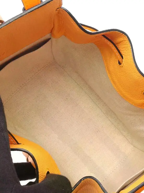 Loewe Grained Calfskin Drawstring Hammock Bag Satchel - Orange