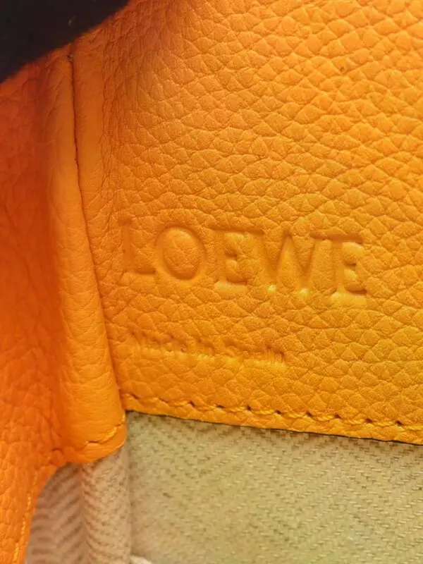 Loewe Grained Calfskin Drawstring Hammock Bag Satchel - Orange