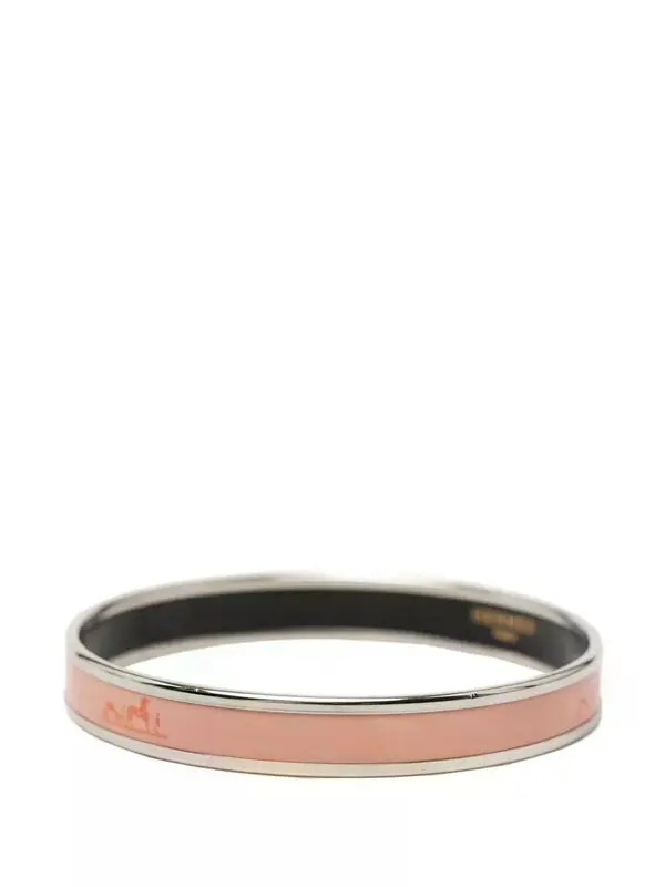 Hermès Narrow Caleche Enamel Bangle - Pink